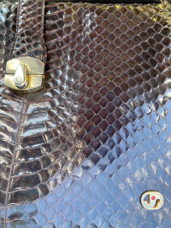 70s Vintage shoulder bag Python /Brown Elegant Crossb… - Gem