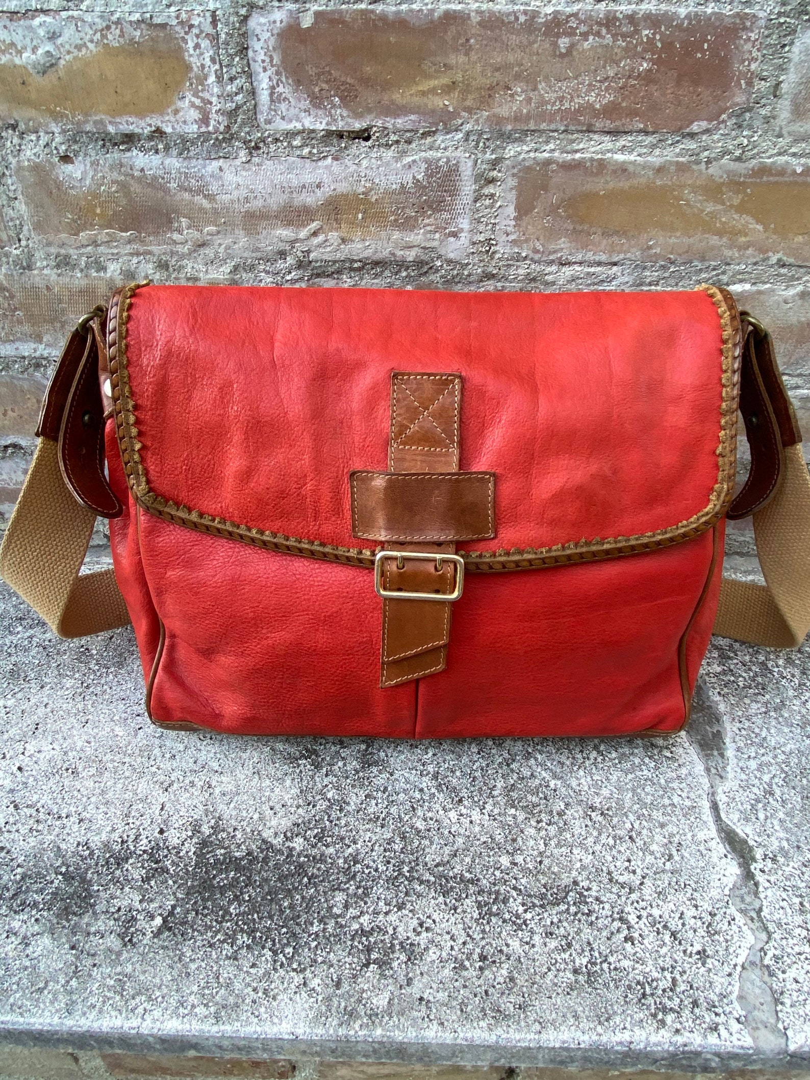90s Shoulderbag Italy/vintage Bag Italy/corals Leather - Etsy