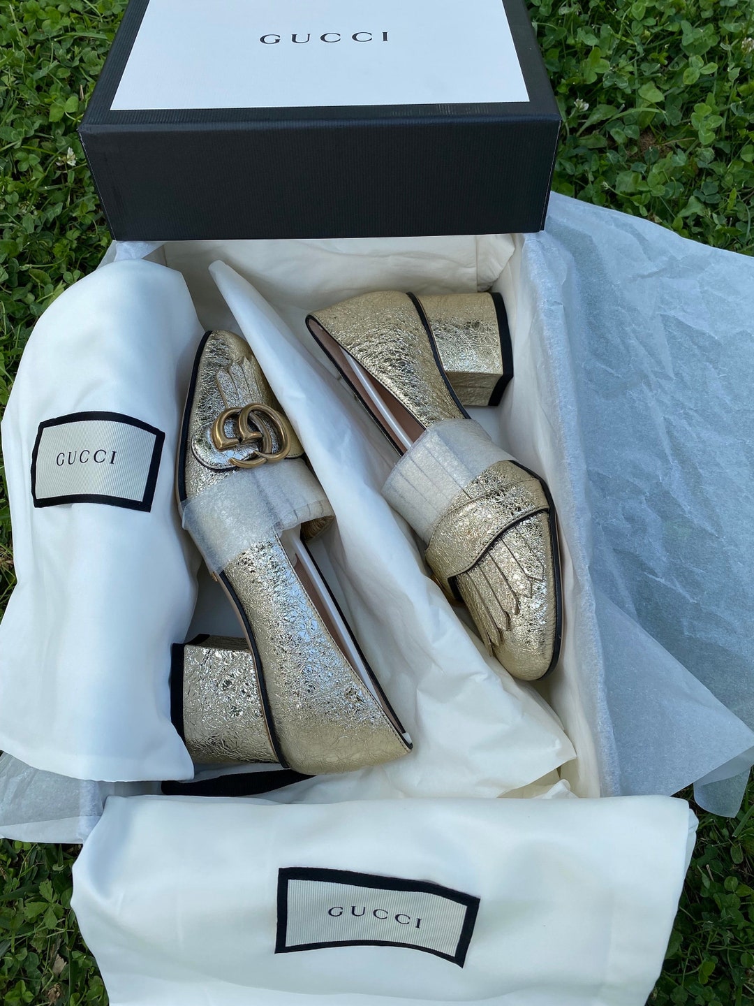 Authentic Gucci Galassia Pumps/gold Leather Pumps/gucci Design Pumps/gucci Shoes/design Pumps ...