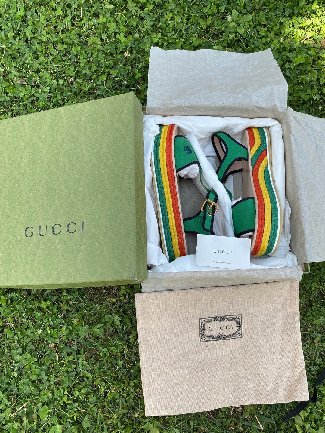 Vintage Platforms Gucci/espadrilles Rainbow Gucci/green Sandalas Cotton/design Luxury Platforms ...