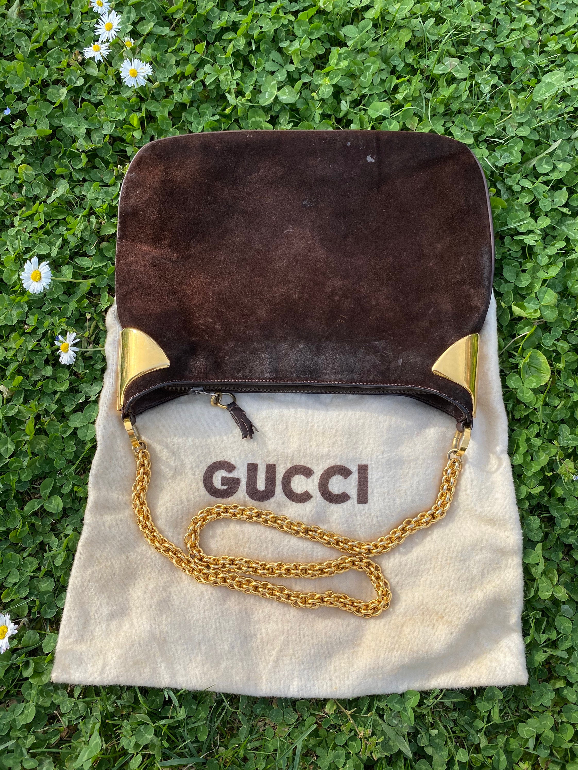 80s Gucci Vintage Authentic Pochette Rare Brevetto/Brown | Etsy