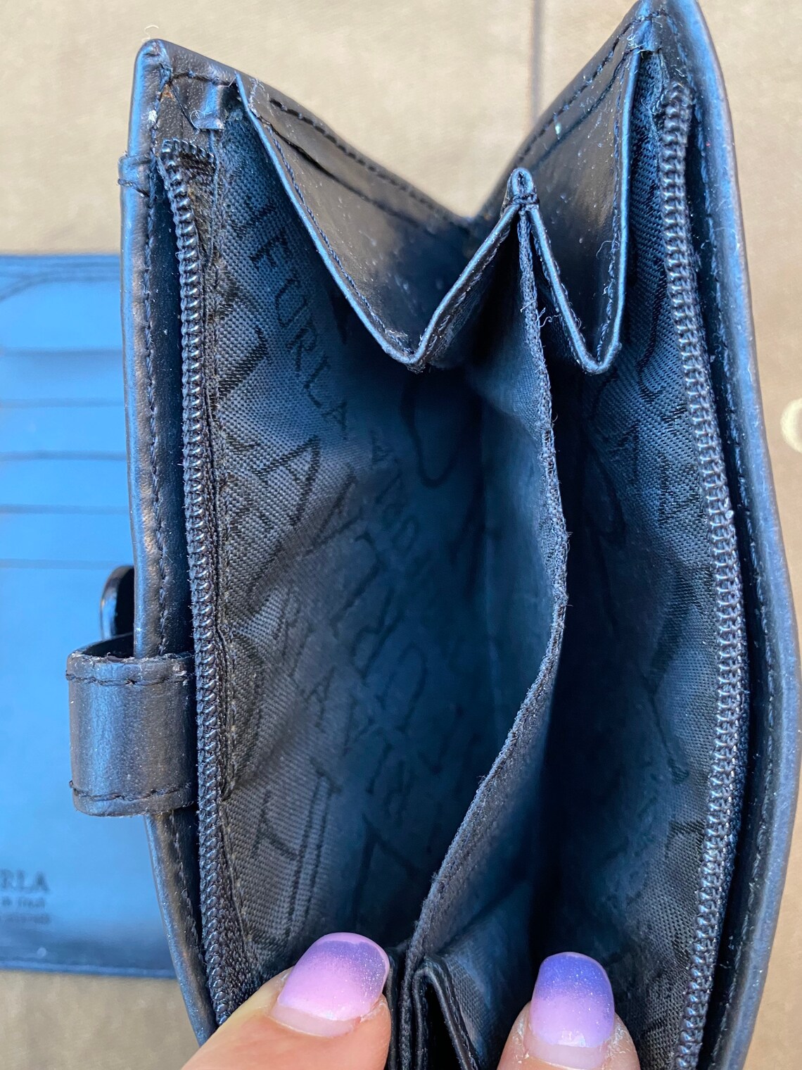Cartera vintage de los años 90 Furla / cartera de cuero negro | Etsy