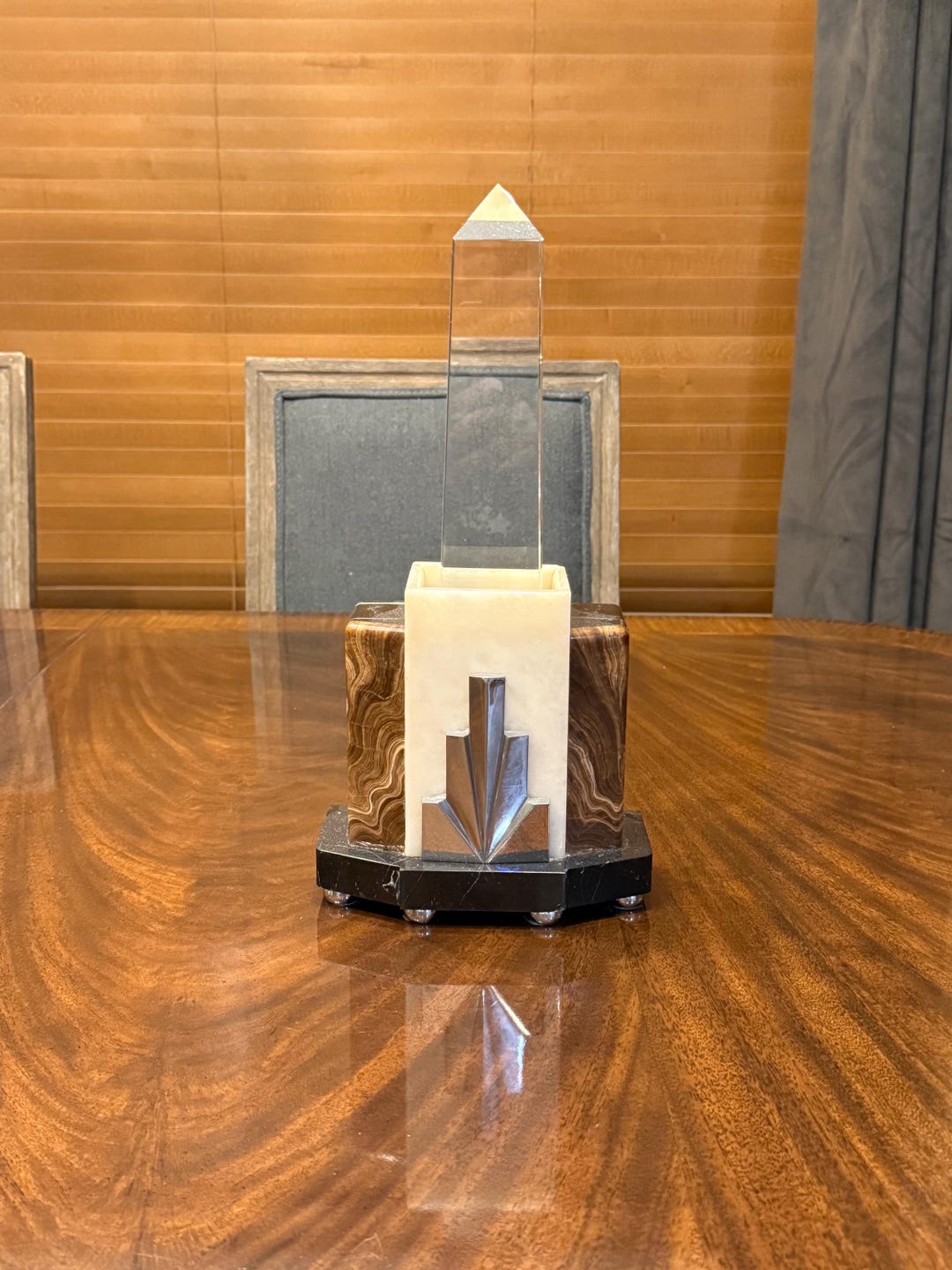 Art Deco Marble Onyx and Chrome Plinth With Crystal Obelisk - Etsy