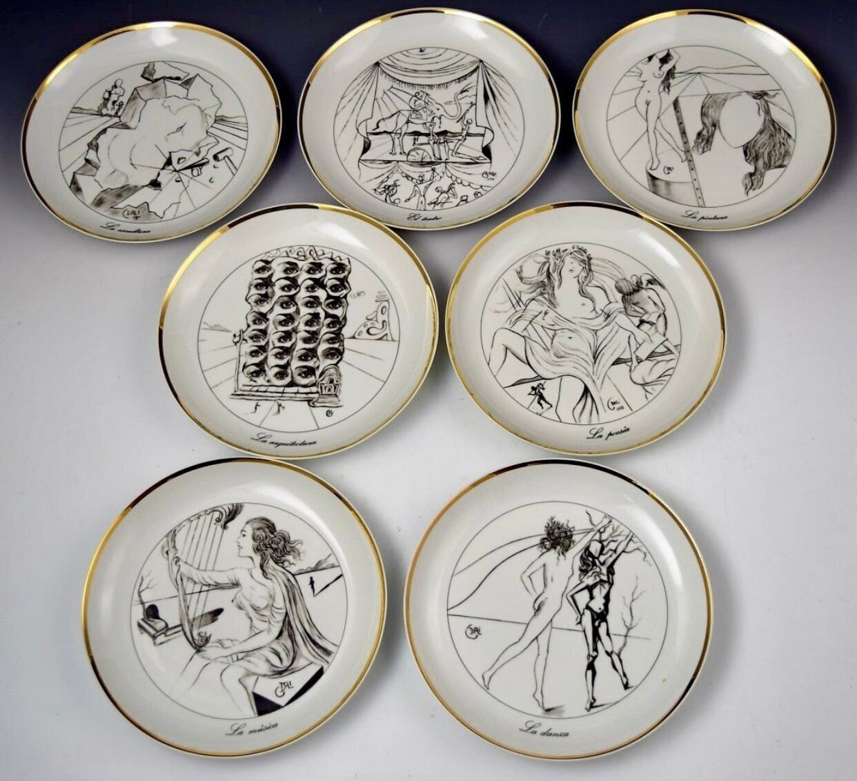 Salvador Dali, Rare Complete Set of the Limited Edition “the Seven Arts ...