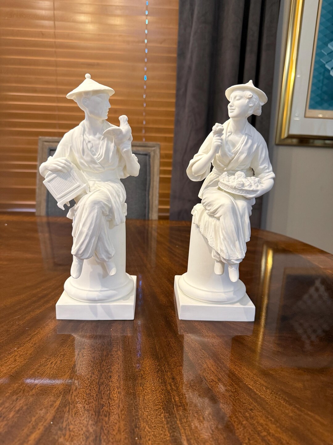 Hollywood Regency MCM Chinoiserie Pair of Royal Worcester Figures ...