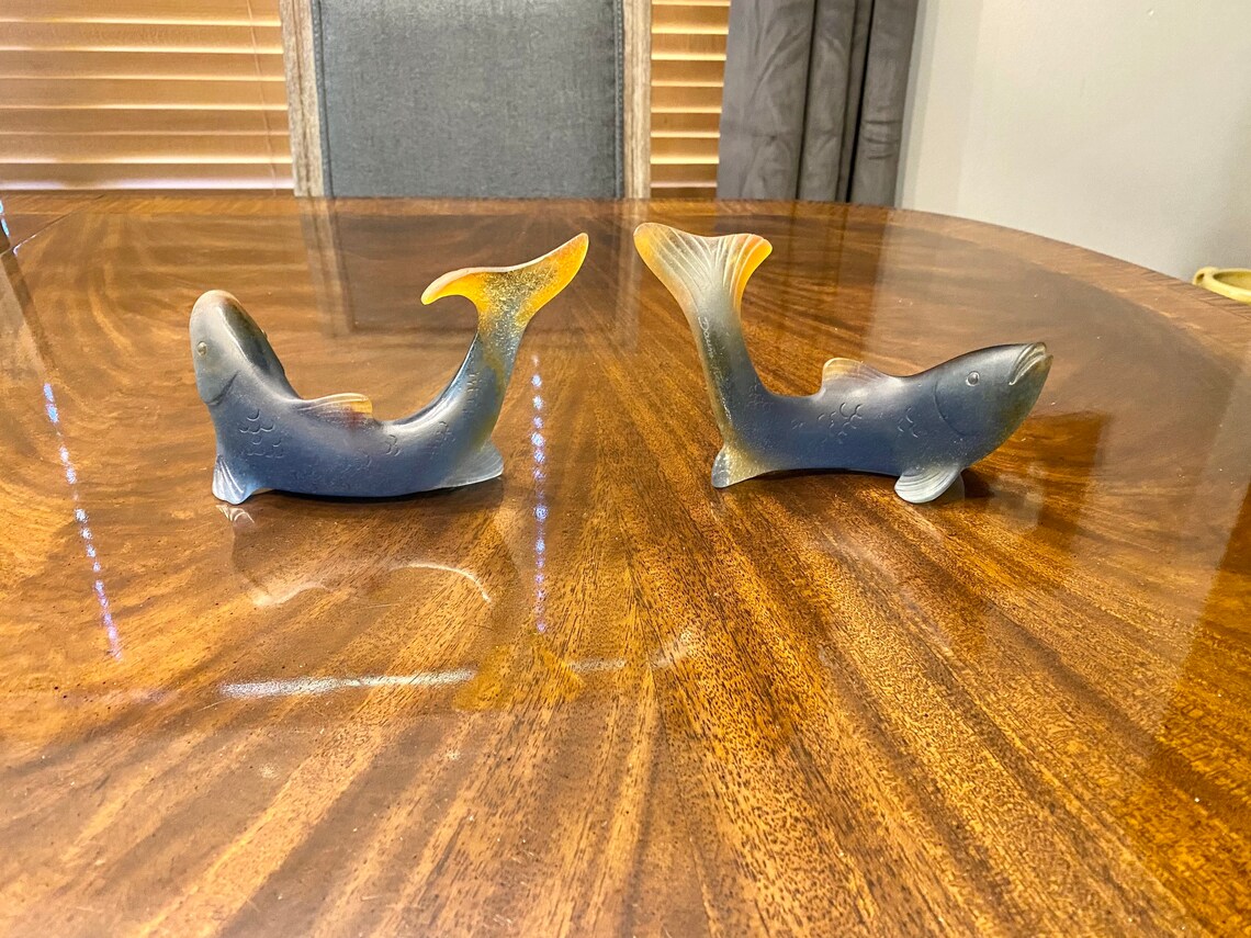 Daum Pate De Verre Fish Sculptures, a Pair - Etsy