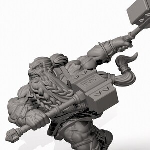 Dwarf Fighter W/ Dual Hammers Unpainted Mini for Ttrpgs D&D, Dnd, Dungeons and Dragons ...