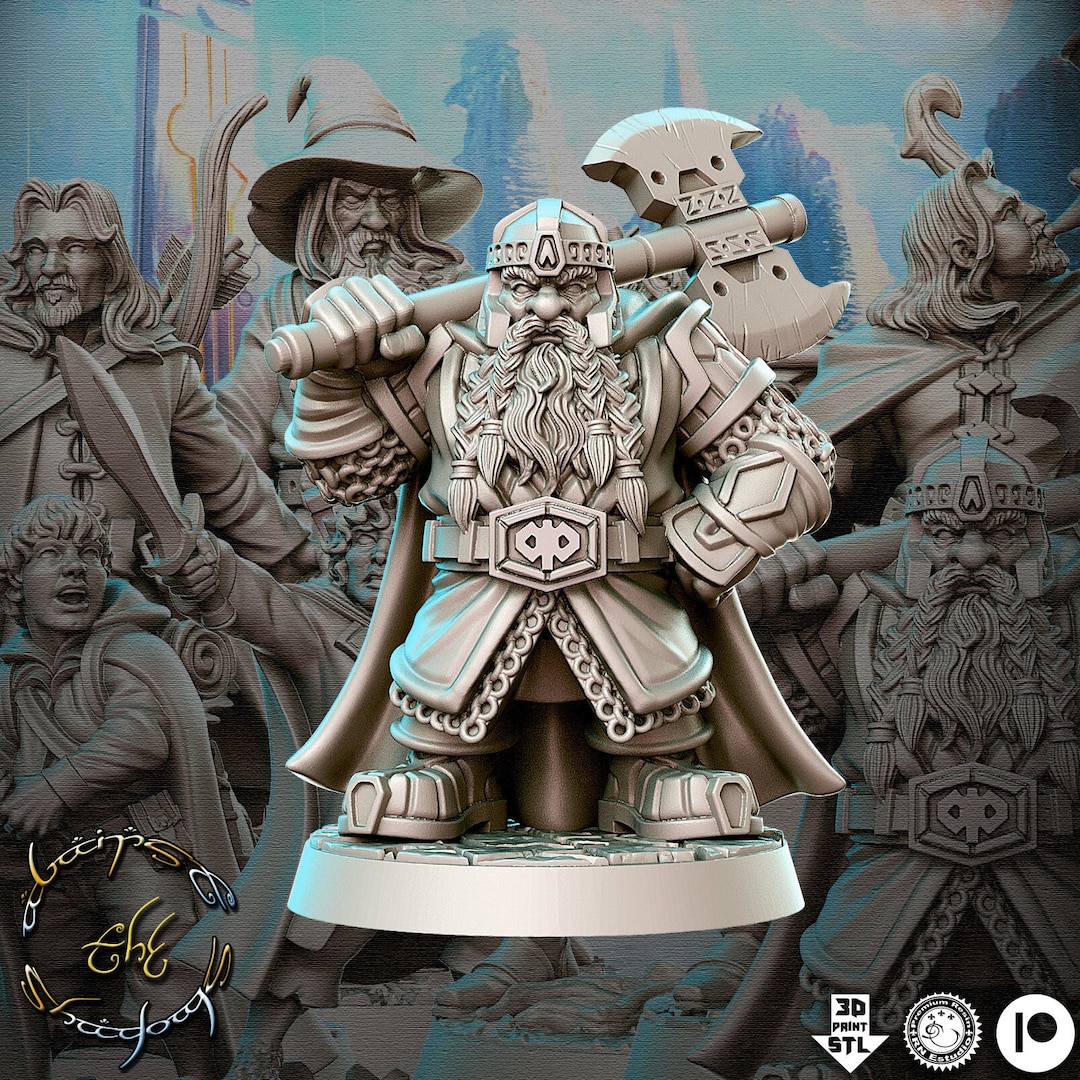 Gimli, Dwarf Fighter Unpainted Mini for Ttrpgs D&D, Dnd, Dungeons and ...