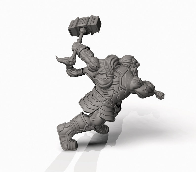 Dwarf Fighter W/ Dual Hammers Unpainted Mini for Ttrpgs - Etsy