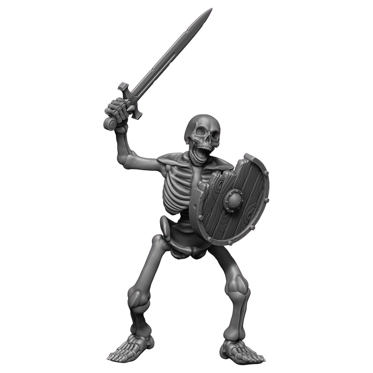 Unarmored Skeleton w/ Sword and Shield Unpainted Mini for | Etsy