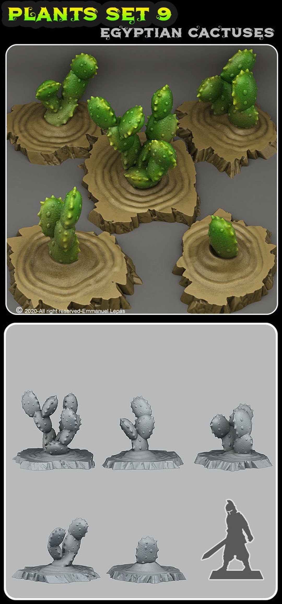 Egyptian Cactuses Unpainted Terrain for Ttrpgs dnd, Dungeons and ...