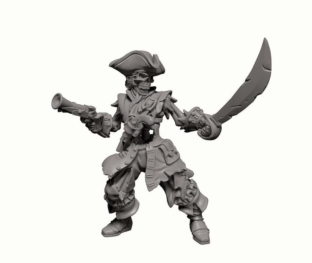Skeleton Pirate Captain Unpainted Dnd Mini - Etsy