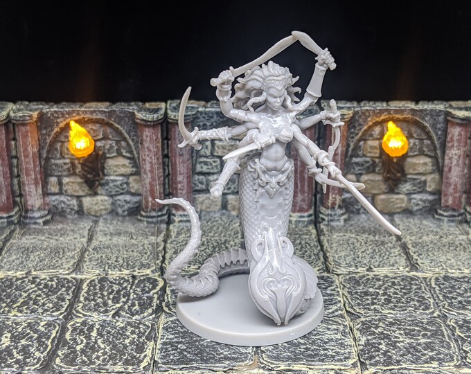 Marilith Snake Demon Lady Unpainted Dungeons and Dragons Boss Mini ...