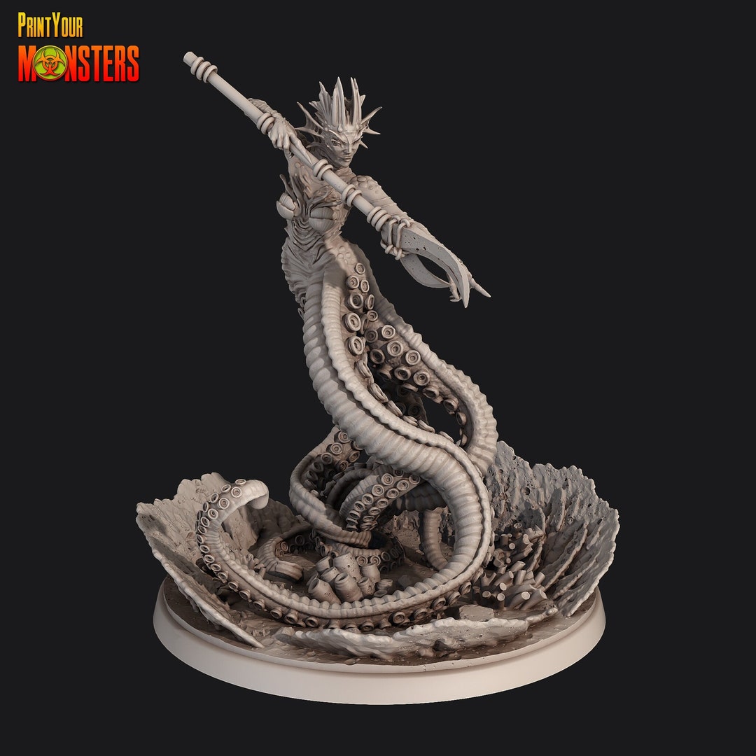 Cecaelia Sanctum Priestess Unpainted Mini for Ttrpgs D&D, Dnd, Dungeons ...