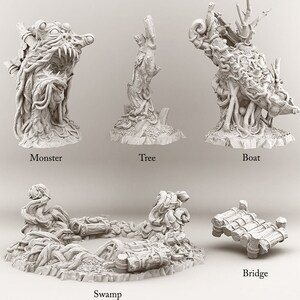 Swamp Creature Pack and Scatter Terrain Unpainted Terrain for Ttrpgs ...