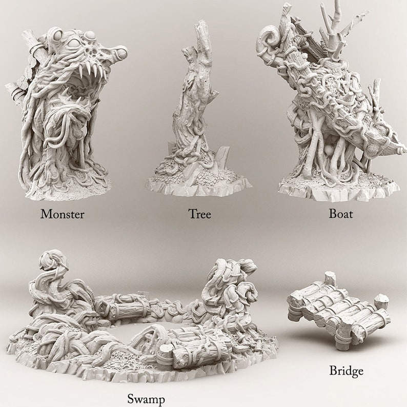 Swamp Creature Pack and Scatter Terrain Unpainted Terrain - Etsy