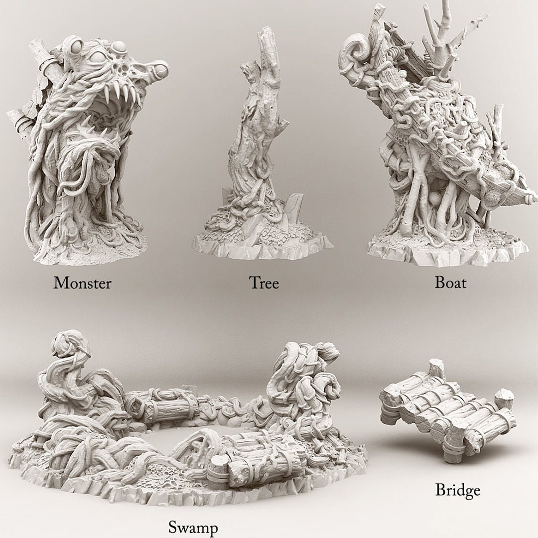 Swamp Creature Pack and Scatter Terrain Unpainted Terrain - Etsy