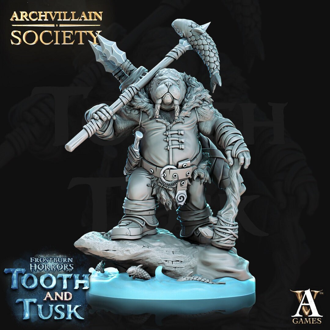 Phinn Walrusfolk Whaler Unpainted Mini for Ttrpgs D&D, Dnd, Dungeons ...