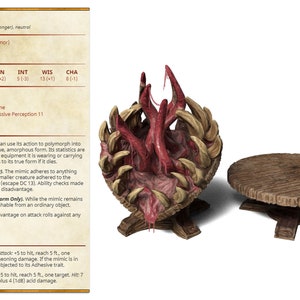 Table, Stool, Barrel, Rug and Chair Mimics Unpainted Mini for Ttrpgs D ...