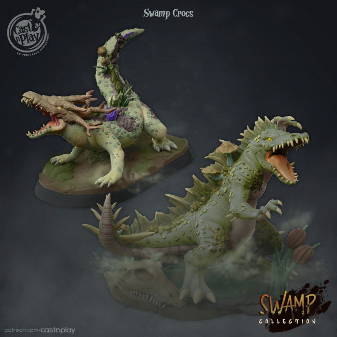 Crocodiles Unpainted Mini for Ttrpgs D&D, Dnd, Dungeons and Dragons ...
