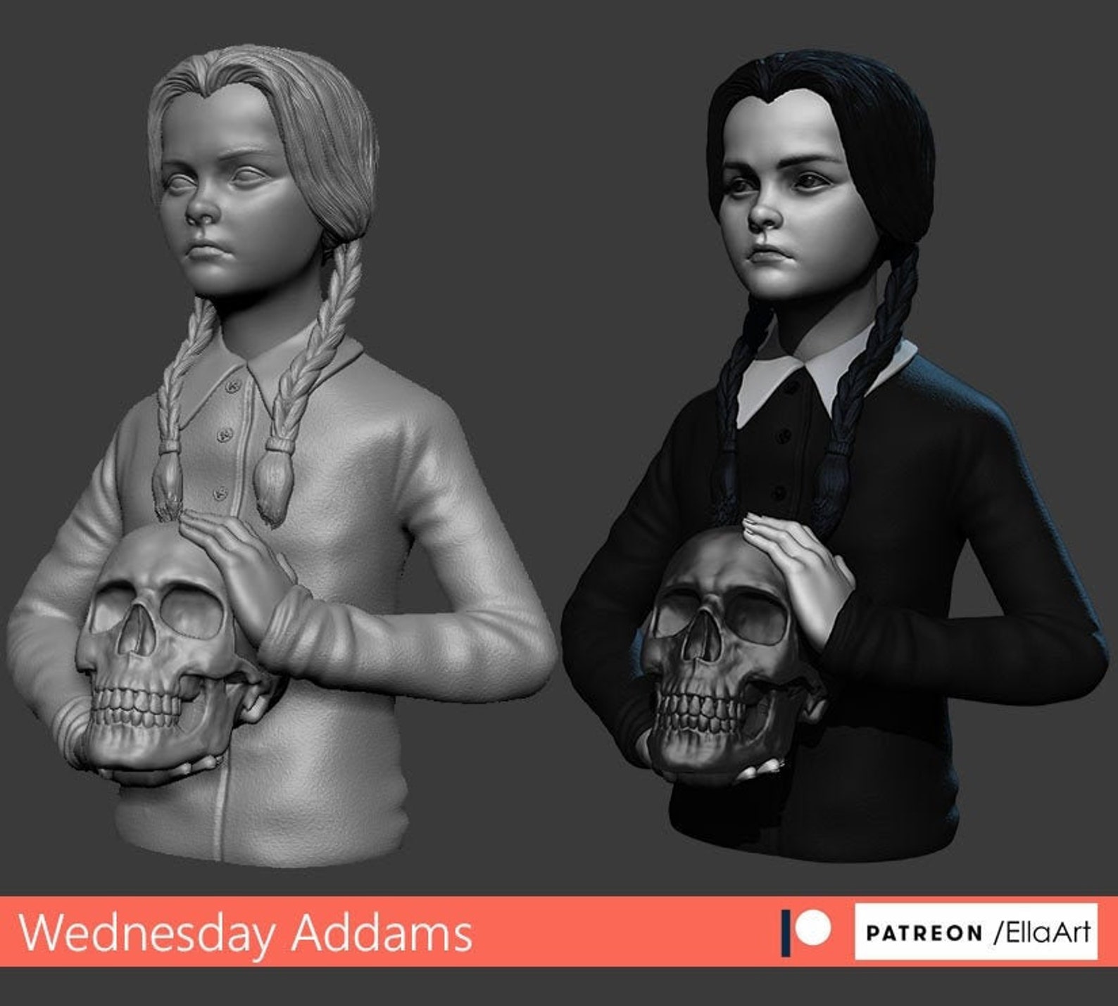 Wednesday Addams Fanart The Addams Family Unpainted Resin | Etsy
