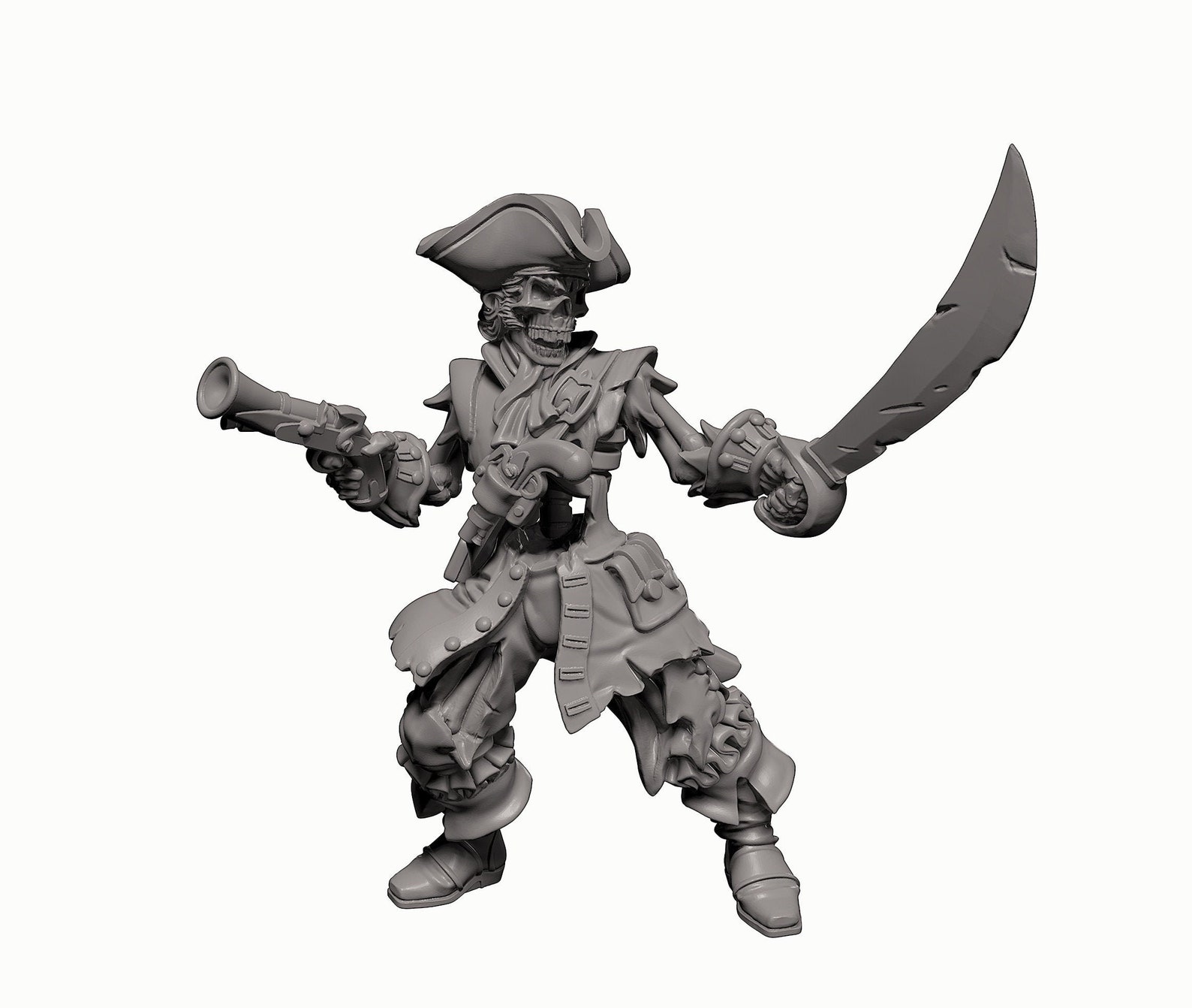 Skeleton Pirate Captain Unpainted DnD Mini | Etsy