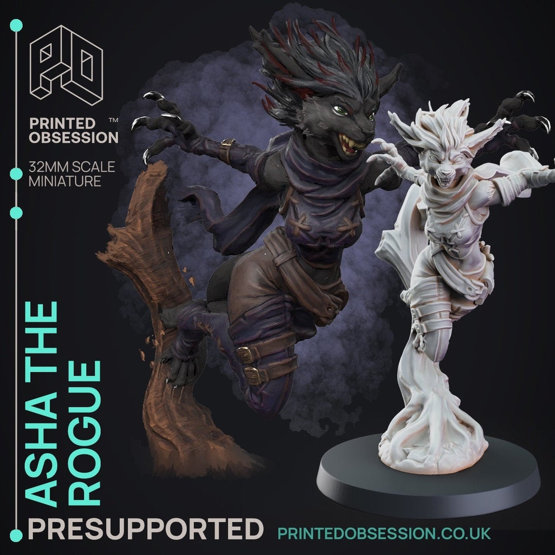 Asha, the Tabaxi Rogue Unpainted Dnd Mini Unpainted Mini for Ttrpgs D&D ...