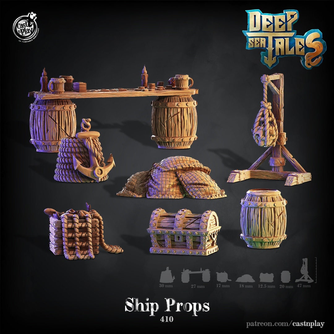 Ship Props Unpainted Mini for Ttrpgs D&D, Dnd, Dungeons and Dragons ...