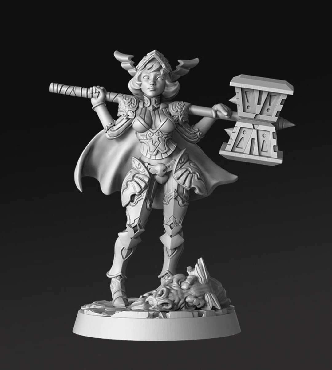 Sole, the Death Bringer Female Paladin/fighter 32mm Unpainted Mini for ...