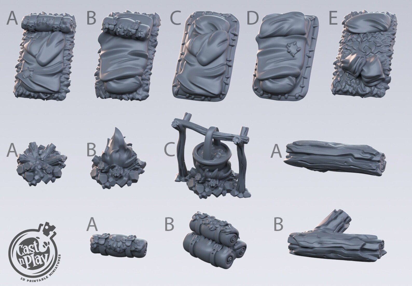 Camp Scatter Terrain / Props Unpainted Terrain for Ttrpgs | Etsy