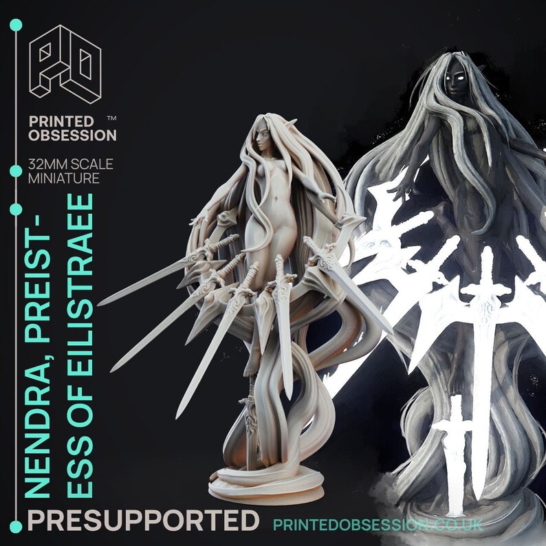Nendra Priestess of Eilistraee Unpainted Mini for Ttrpgs | Etsy