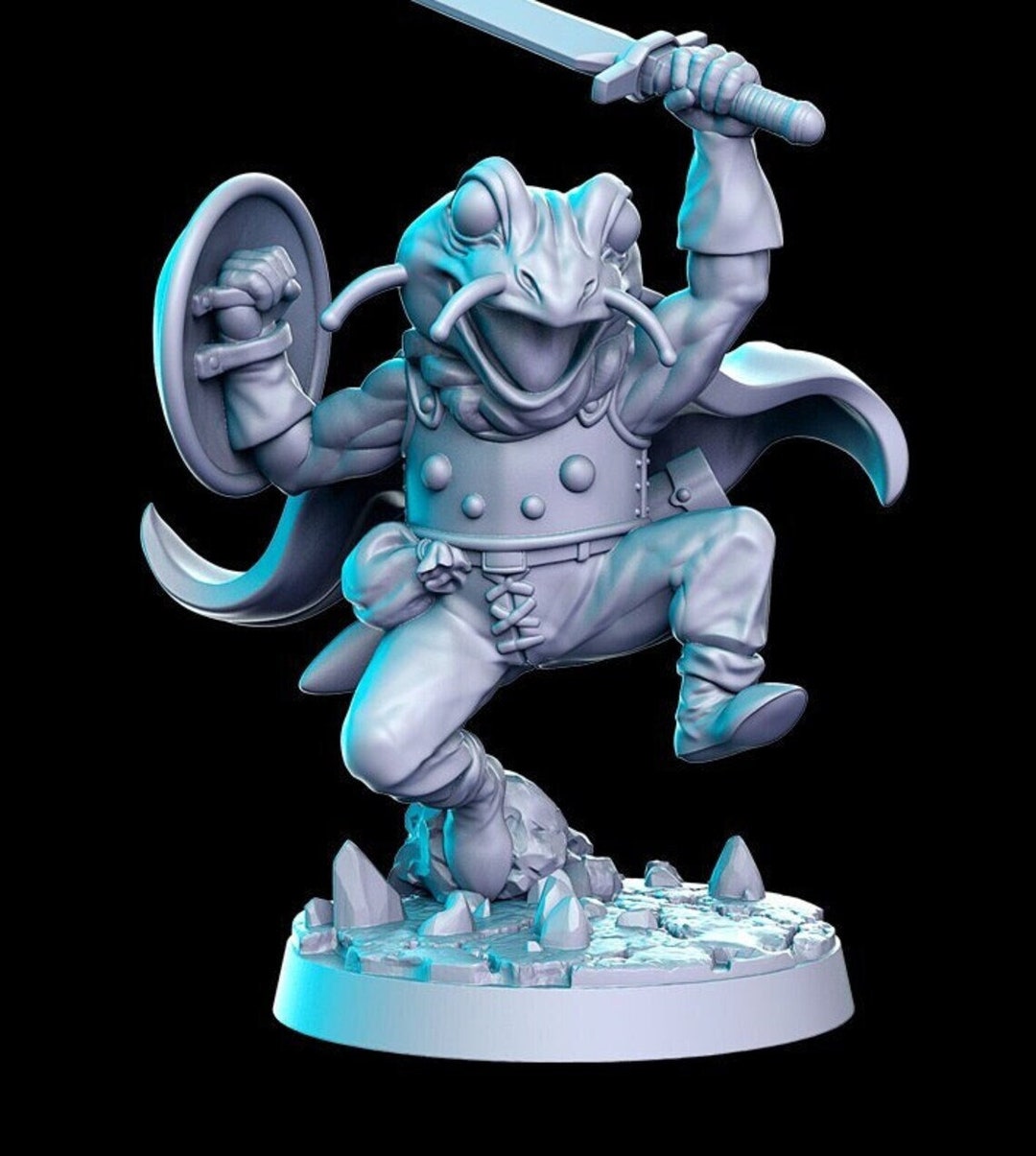 Toadin, the Bullywug Fighter 32mm Scale Unpainted Mini for Ttrpgs D&D ...