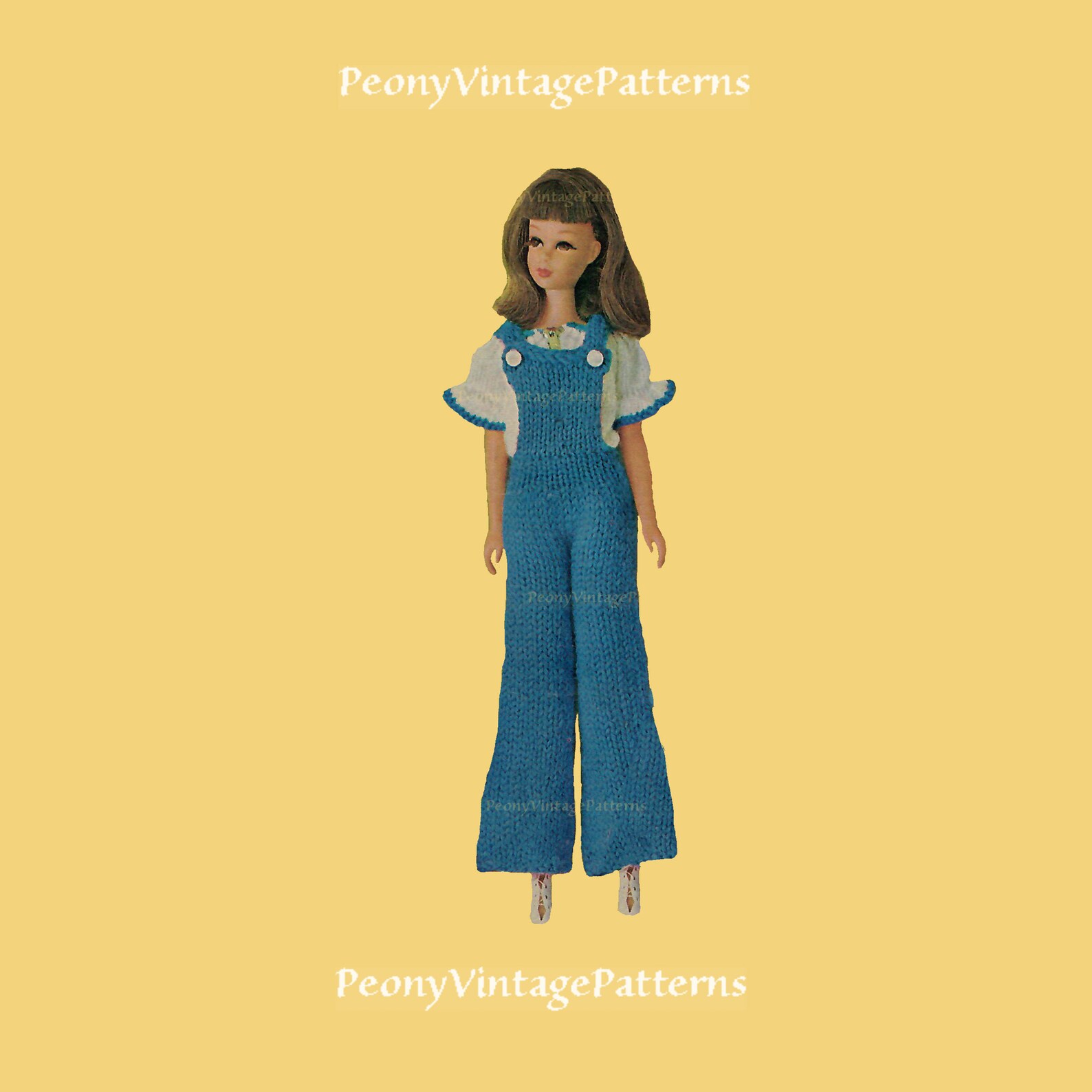 Barbie Outfit Overalls and Blouse Vintage Knitting Pattern L PDF ...