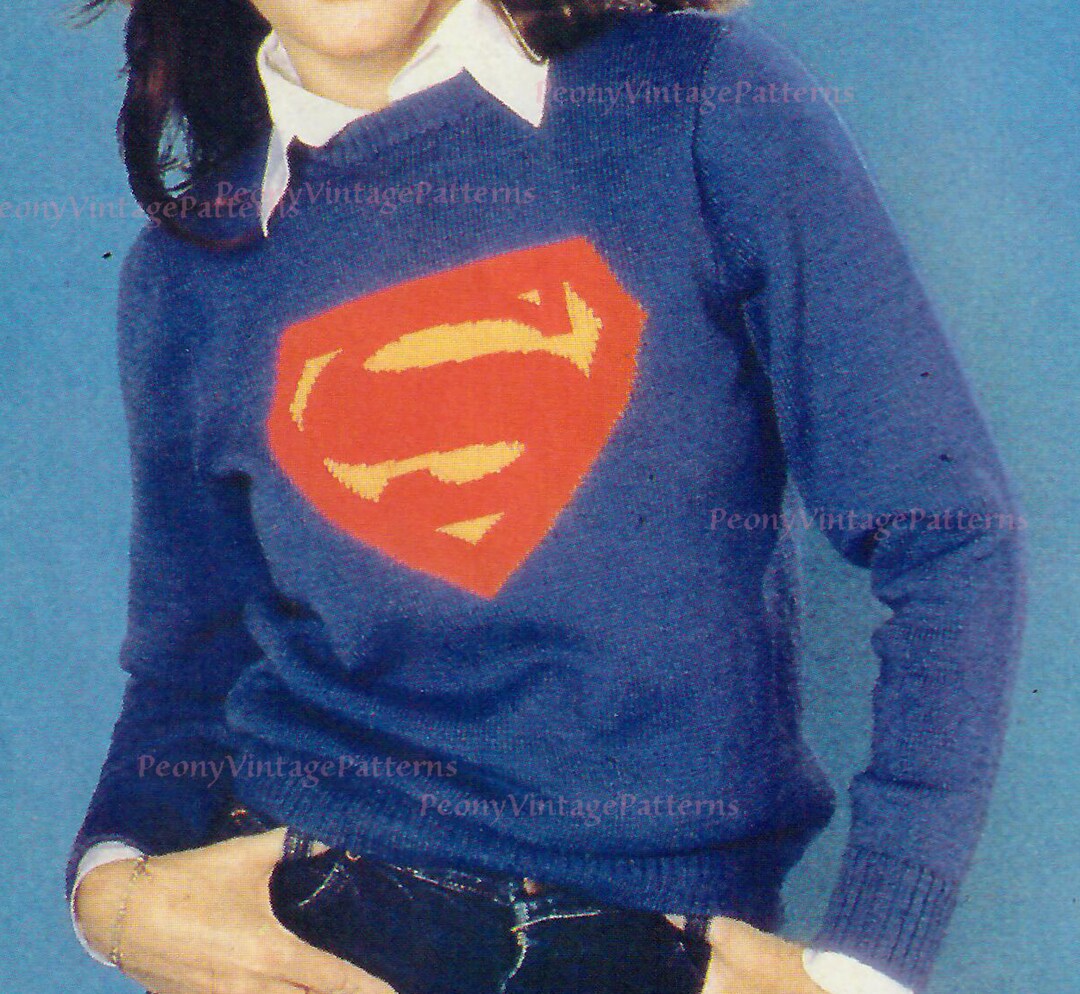 Superman Superwoman Vintage Knitting Pattern Superman Sweater - Etsy