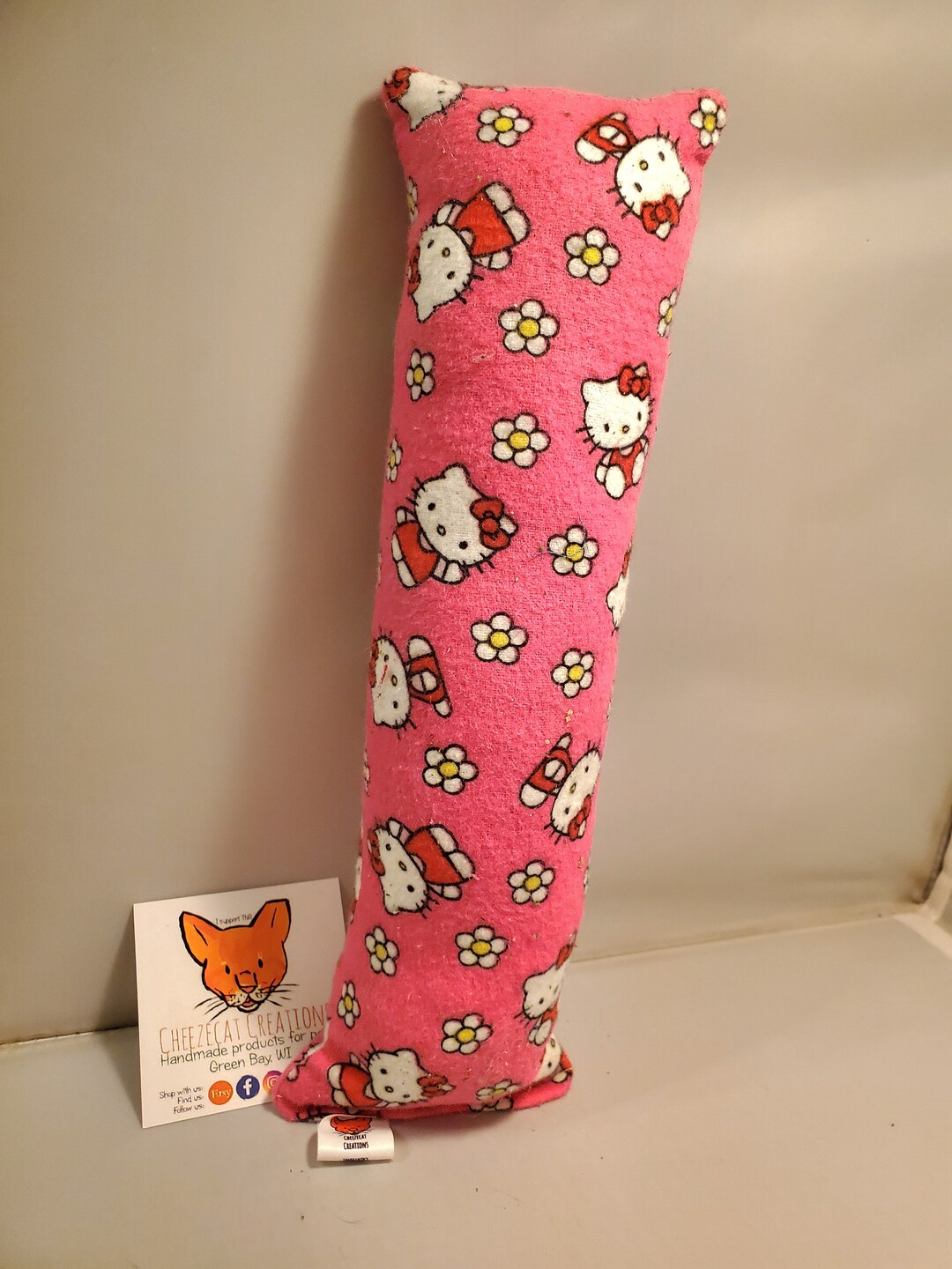 Hello Kitty Pink or White Cheeze Log Flannel Kicker Toy for Cats of All ...
