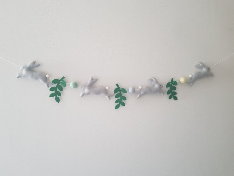 Easter Bunny Garland Felt, Rabbit Bunny Bunting, Easter Garland ...