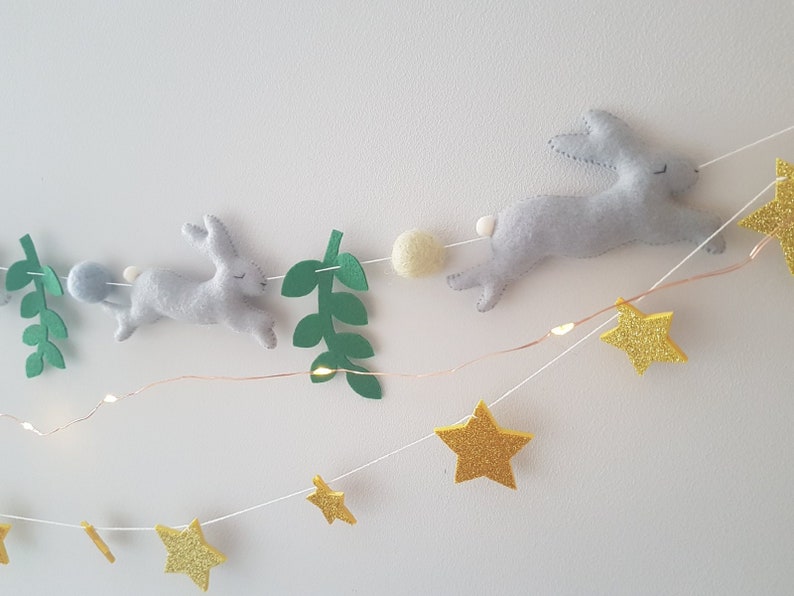 Easter Bunny Garland Felt, Rabbit Bunny Bunting, Easter Garland ...