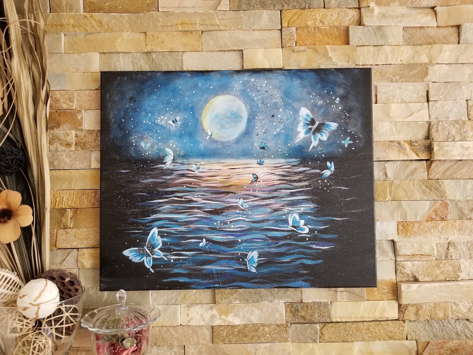 Moon Light Acrylic Paint , on Canvas , Handmade by Nura Jin - Etsy