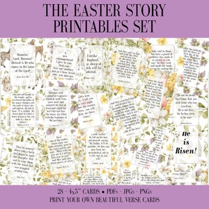The Easter Story Verse Cards Printable Set Easter Gift Easter ...