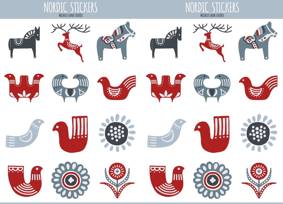 Nordic Stickers to Print and Cut Yourself. Package Wrapping Tags ...