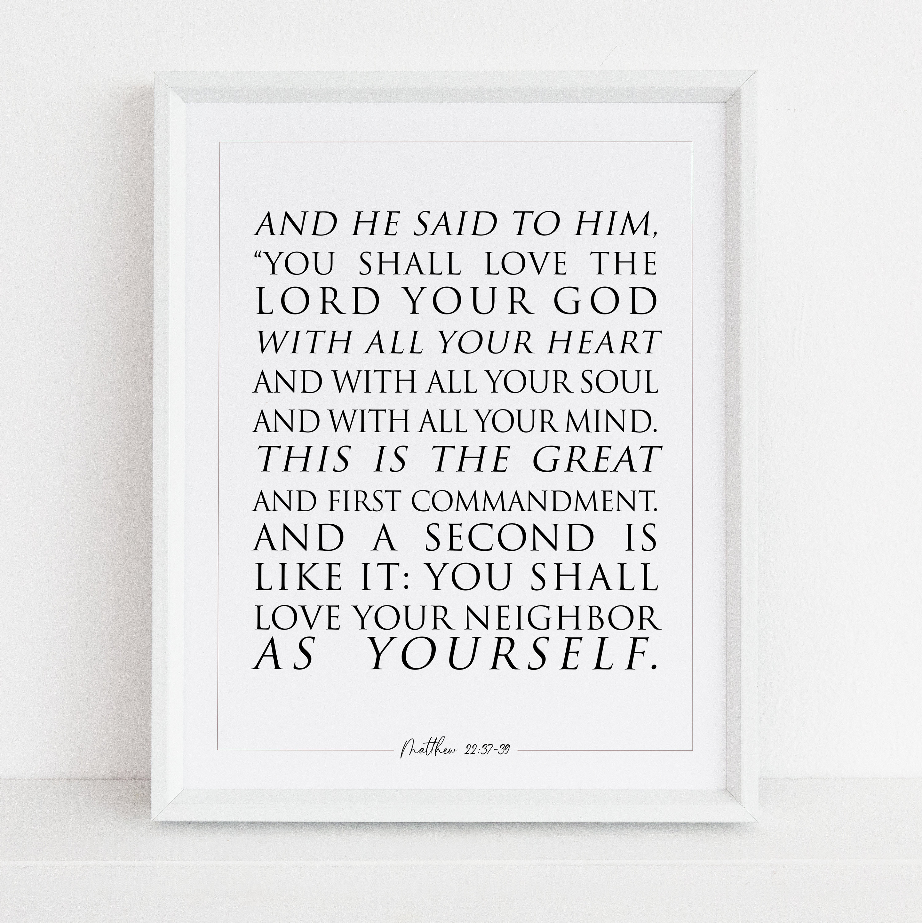 You Shall Love the LORD Your God... Matthew 22:37-39 Art Print - Etsy