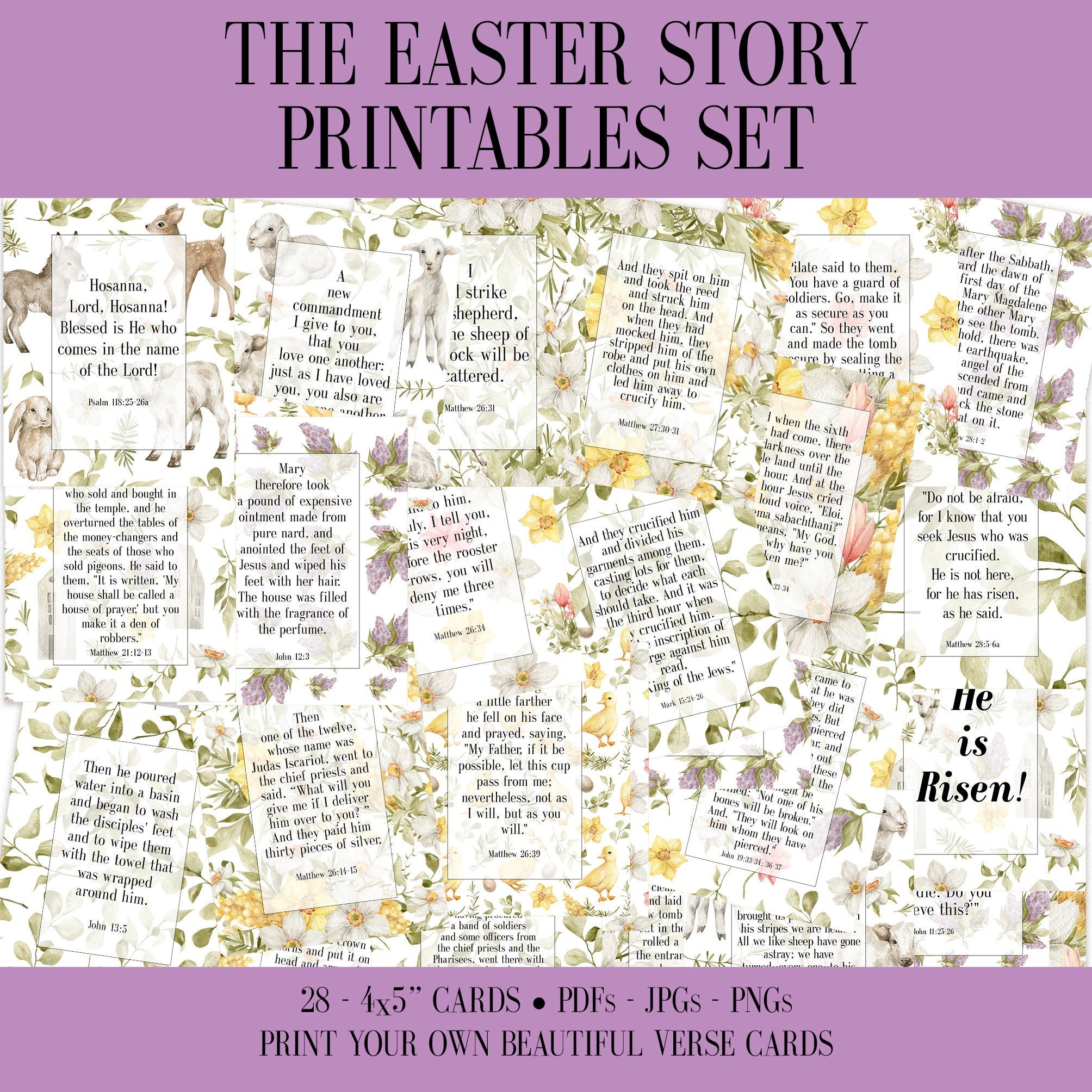 The Easter Story Verse Cards Printable Set | Easter Gift | Easter ...