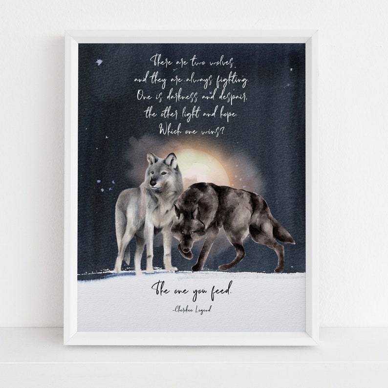 Two Wolves Cherokee Legend Art Print Printable Wall Art - Etsy UK