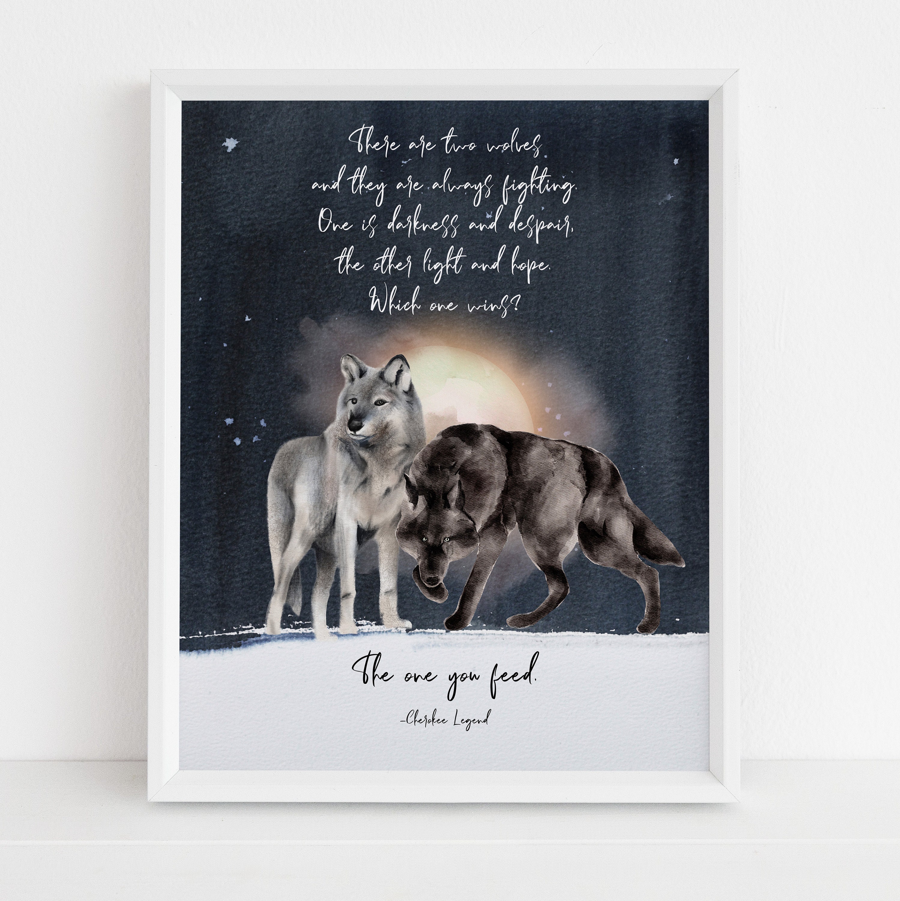 Two Wolves Cherokee Legend Art Print Printable Wall Art - Etsy