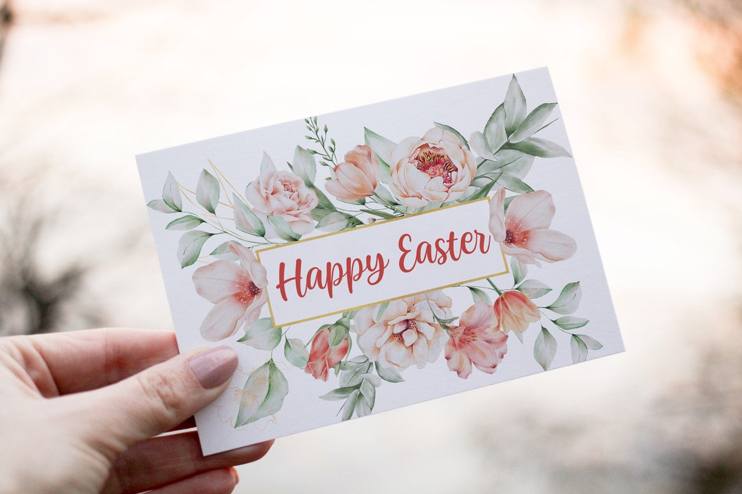 Happy Easter Printable Card Inside Design Included 2 Card Sizes Downloadable Easter Cards DIY ...