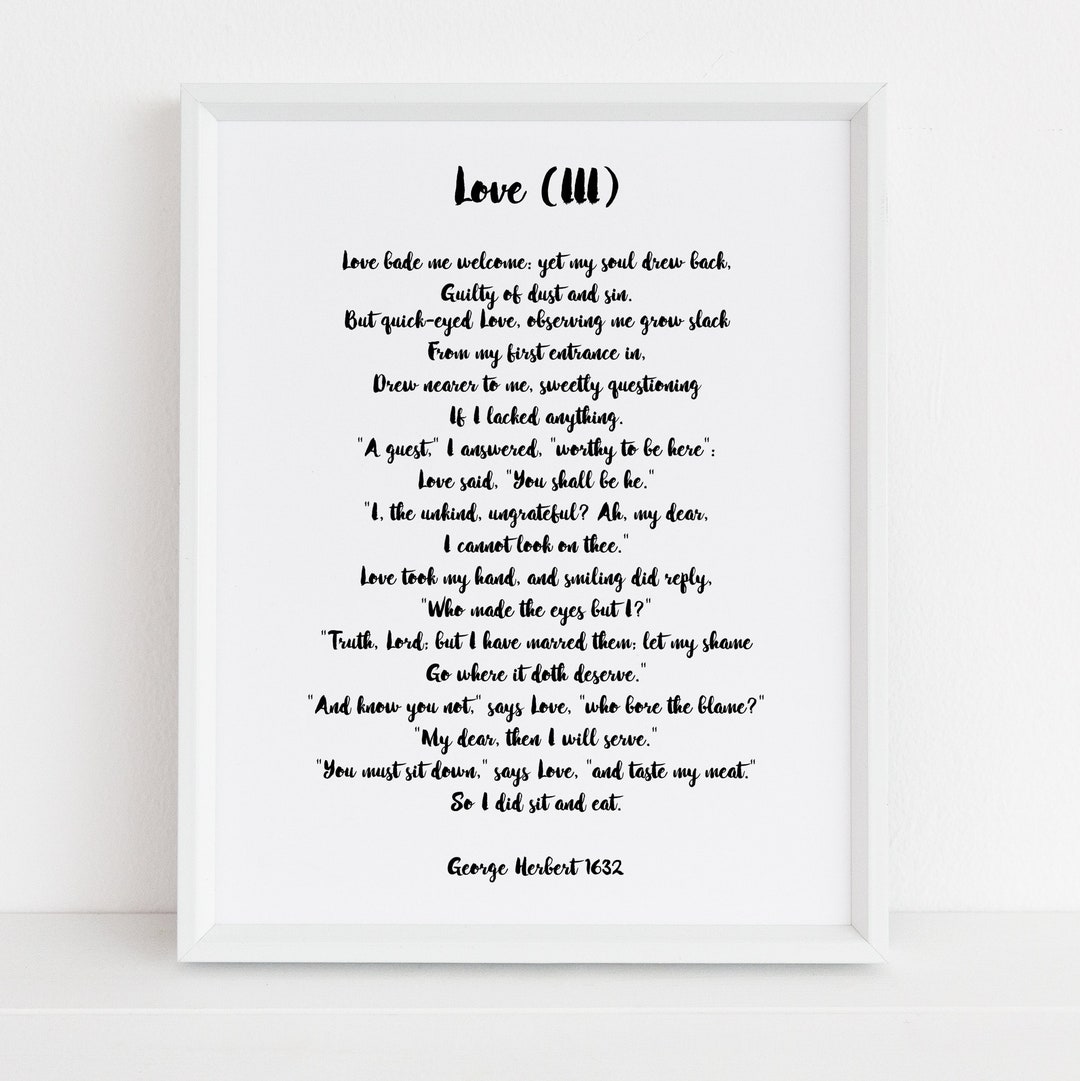 Love III - George Herbert Poem - Downloadable - Printable - Christian ...