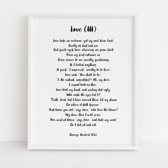 Love III George Herbert Poem Downloadable Printable | Etsy