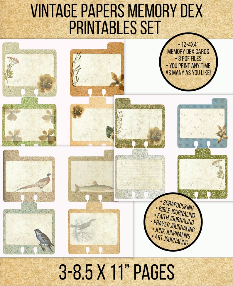 Vintage Papers Memory Dex Set 12 Started Mem Dex Cards - Etsy