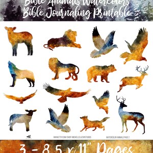 Animals and Verses Bible Journaling Set | Watercolor Animals & Crosses ...