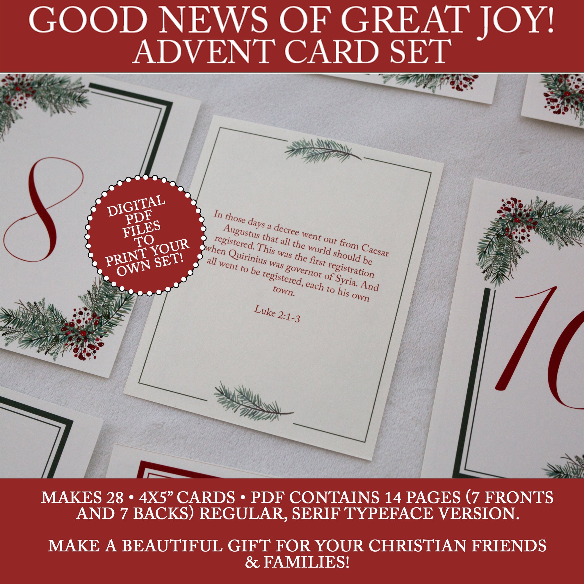 DIY VERSION Advent Calendar Card Set With Bible Scripture Verses in ...